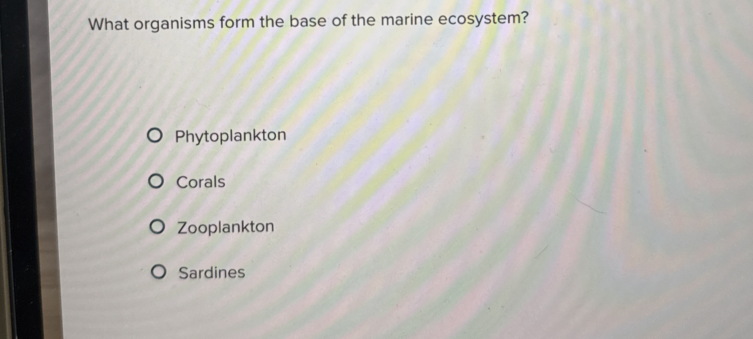 Solved What organisms form the base of the marine | Chegg.com
