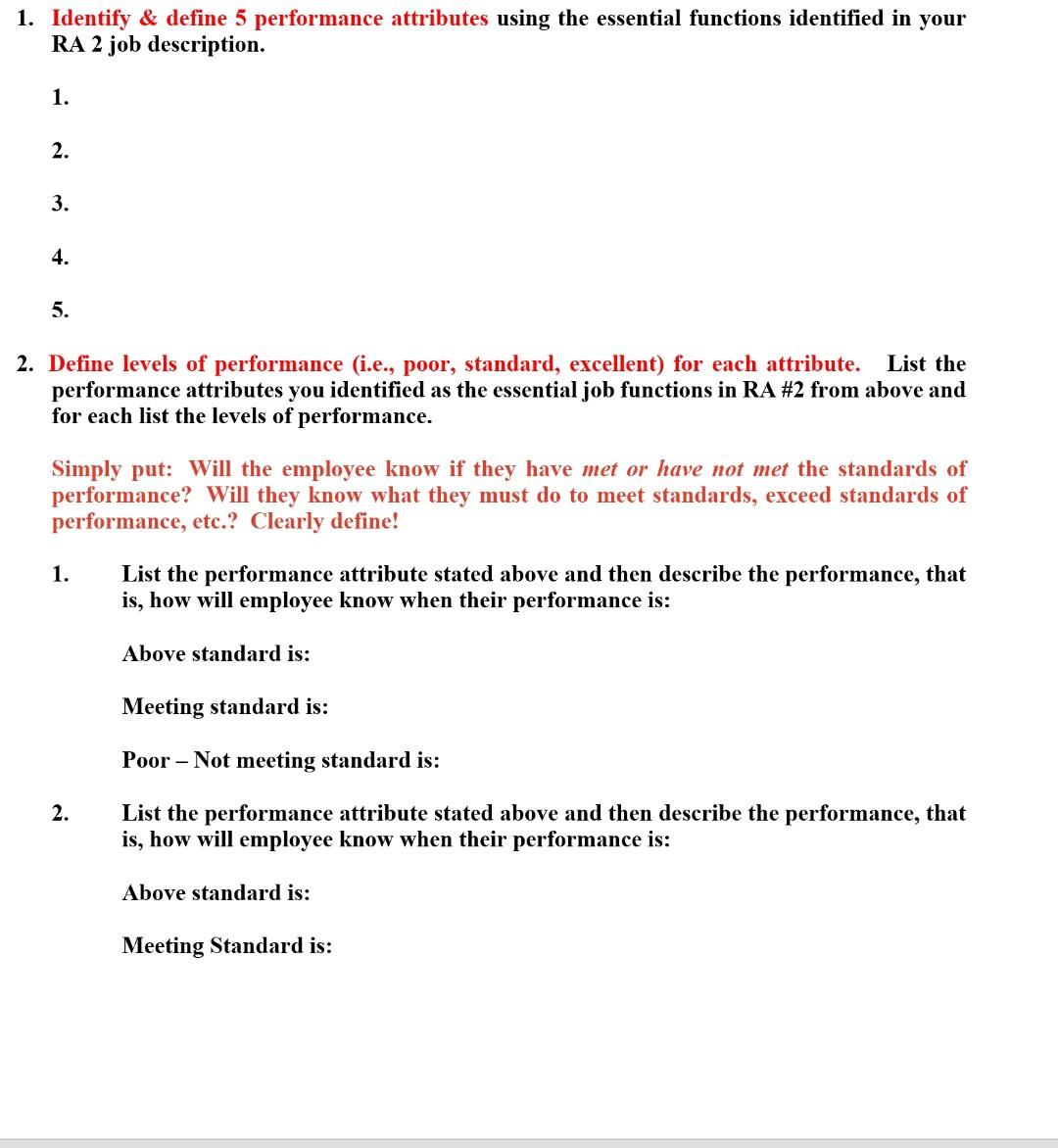 Solved 1. Identify \& define 5 performance attributes using | Chegg.com