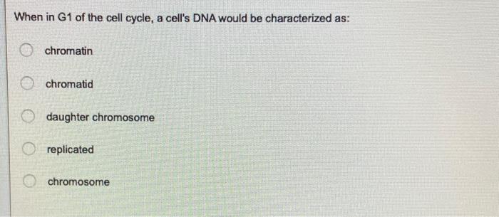 Solved When in G1 of the cell cycle, a cell's DNA would be | Chegg.com