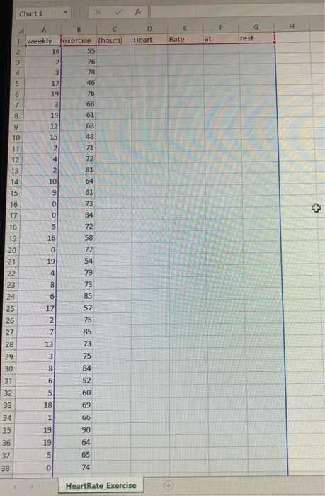 Upload HeartRate Exercise data and create a scattered | Chegg.com