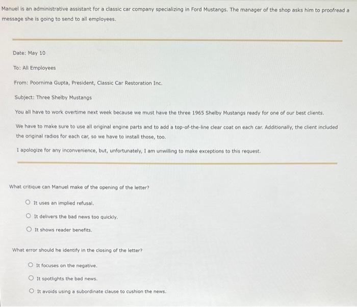 3. Composing Effective Negative Messages While it may | Chegg.com