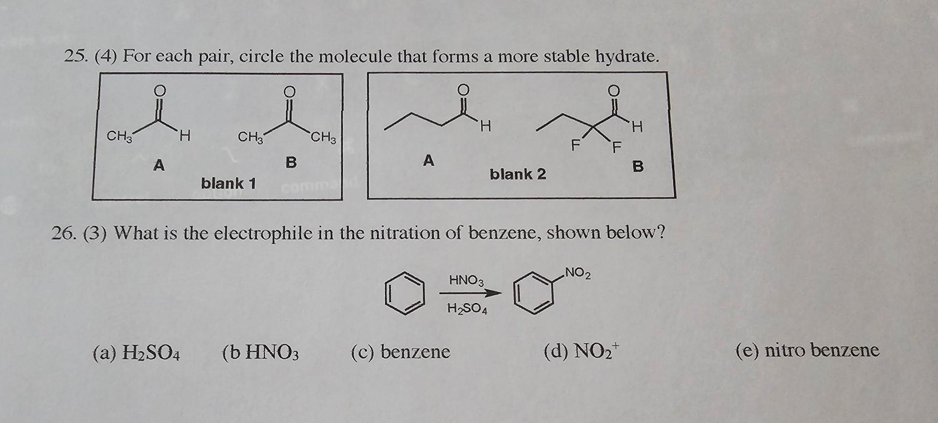 Solved 25. (4) For each pair, circle the molecule that forms | Chegg.com