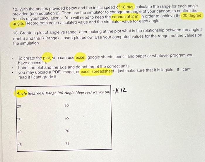 Solved 12. With the angles provided below and the initial | Chegg.com