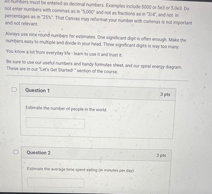Solved All numbers must be entered as decimal numbers. | Chegg.com