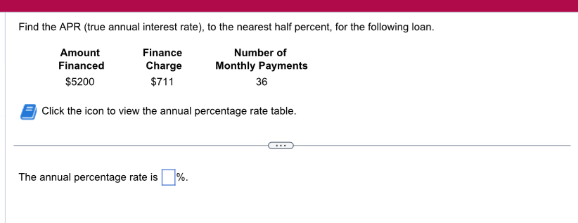 Solved Find the APR (true annual interest rate), ﻿to the | Chegg.com