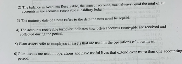 Solved 2) The balance in Accounts Receivable, the control | Chegg.com