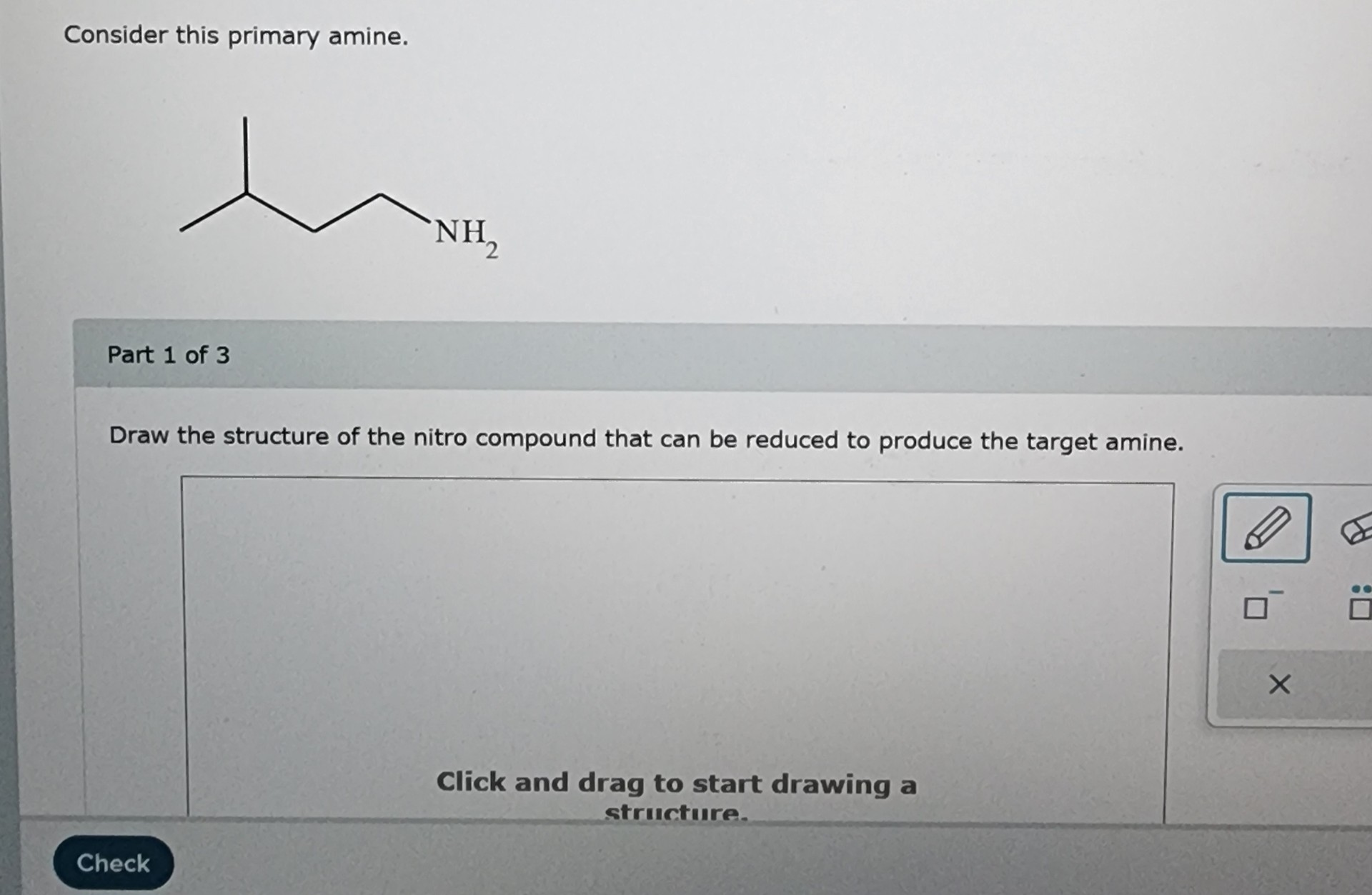 Solved Consider this primary amine.Part 1 ﻿of 3Draw the | Chegg.com