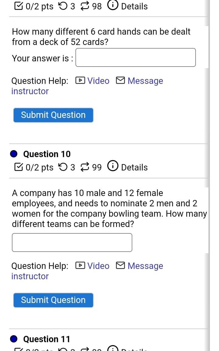 Solved How many different 6 card hands can be dealt from a | Chegg.com