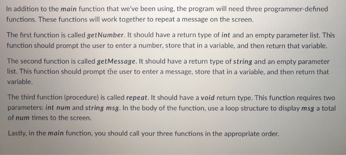 Solved In addition to the main function that we've been | Chegg.com