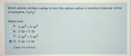 Solved Which atomic orbitals overlap to form the | Chegg.com
