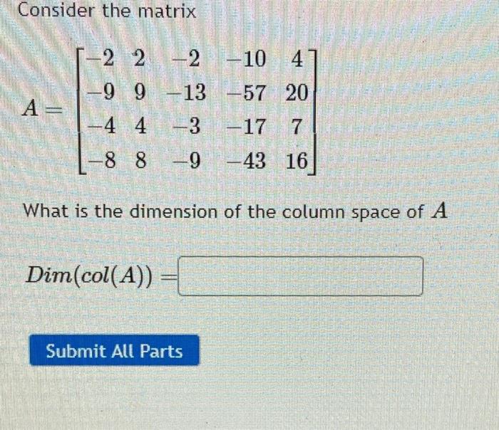 Solved Consider the matrix | Chegg.com
