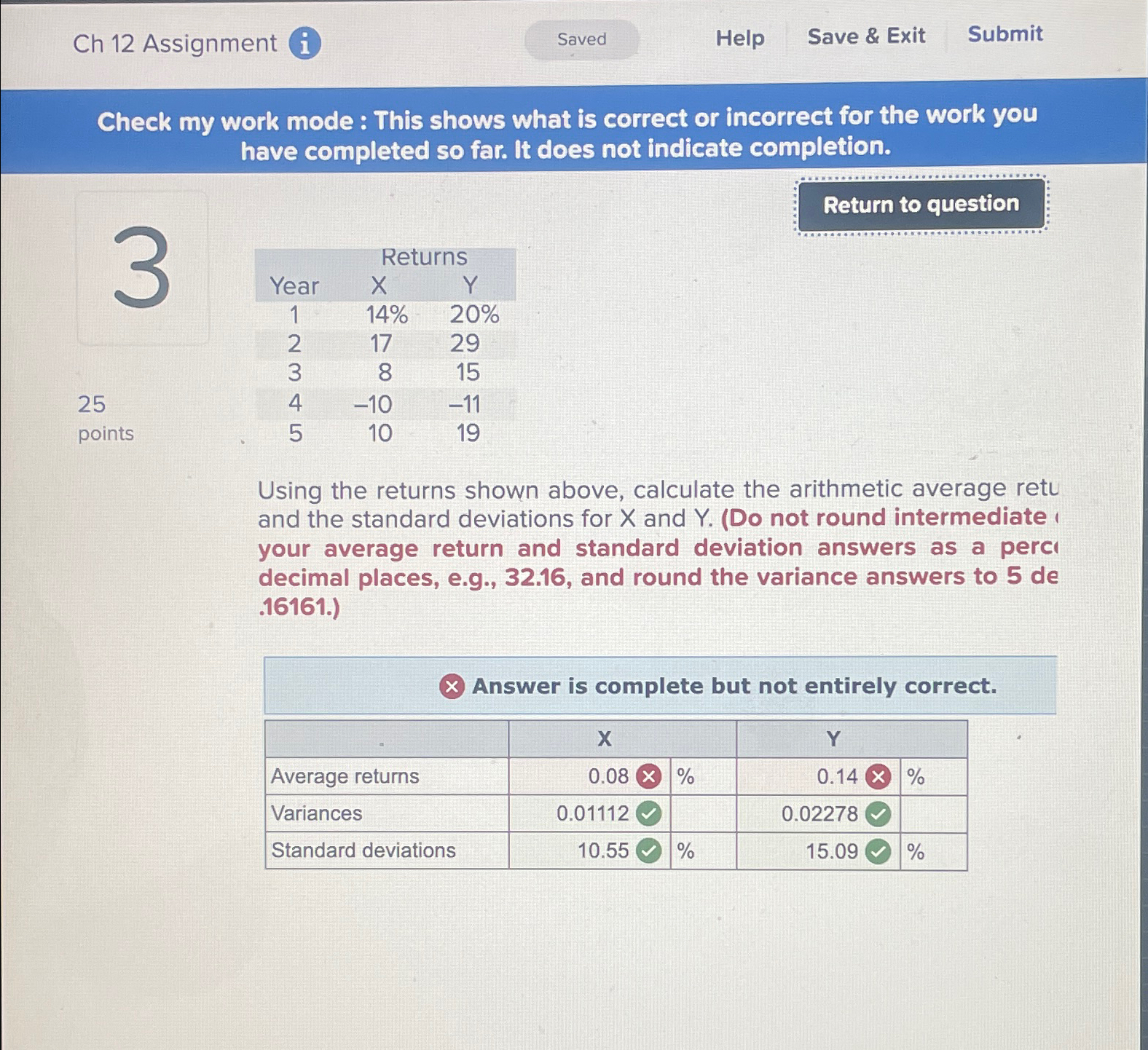 Solved Ch 12 ﻿Assignment(i) HelpSave & ExitSubmitCheck my | Chegg.com