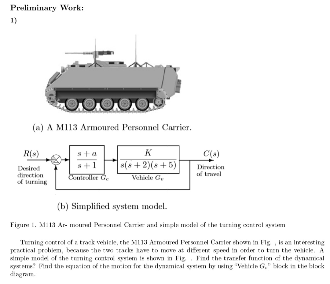 Preliminary Work:(a) ﻿A M113 ﻿Armoured Personnel | Chegg.com