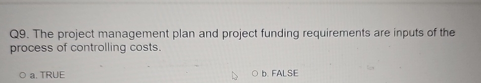 Solved Q9. ﻿The project management plan and project funding | Chegg.com