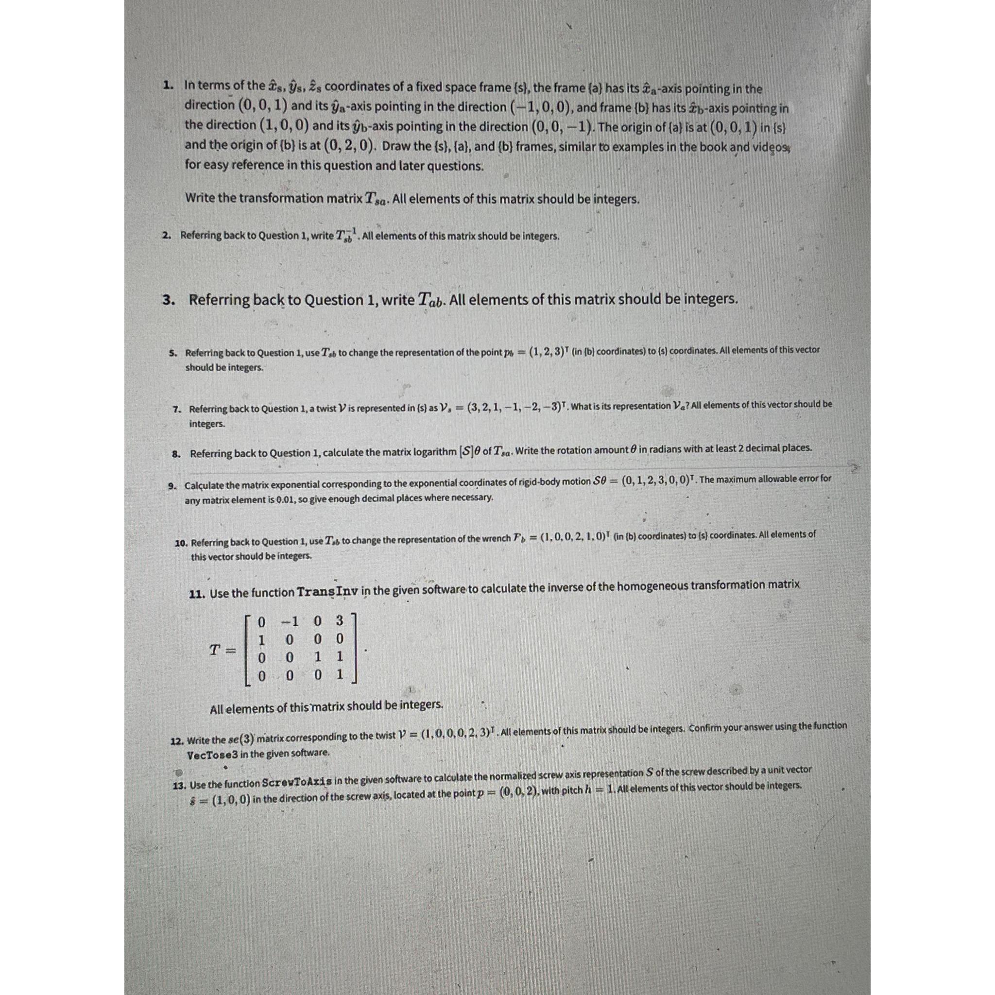 Solved Final answers only, in form of a matrix and inlcude | Chegg.com