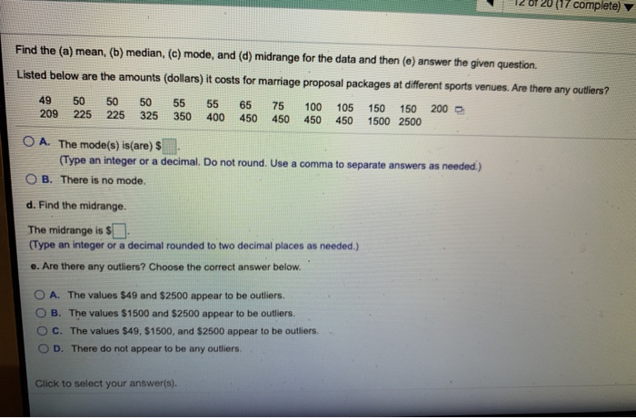 Solved Find the (a) mean, (b) median, (c) mode, and (d) | Chegg.com