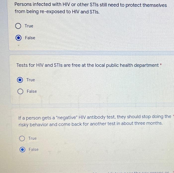 Solved Persons infected with HIV or other STIs still need to | Chegg.com