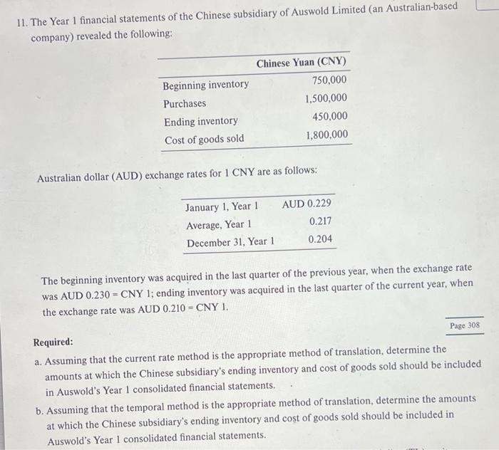 Solved 11. The Year 1 financial statements of the Chinese | Chegg.com