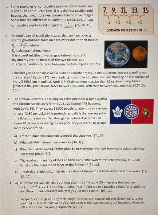 Solved 1. Some examples of consecutive positive odd integers | Chegg.com