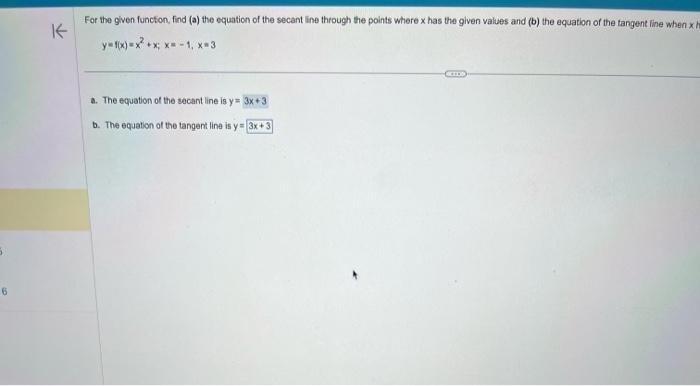 Solved For the given function, find (a) the equation of the | Chegg.com