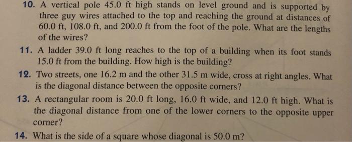 Solved 10. A vertical pole 45.0 ft high stands on level | Chegg.com