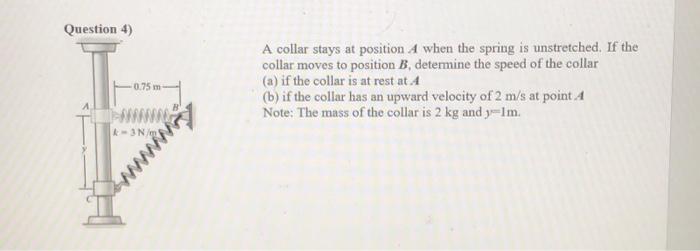 Solved Question 4) A collar stays at position A when the | Chegg.com