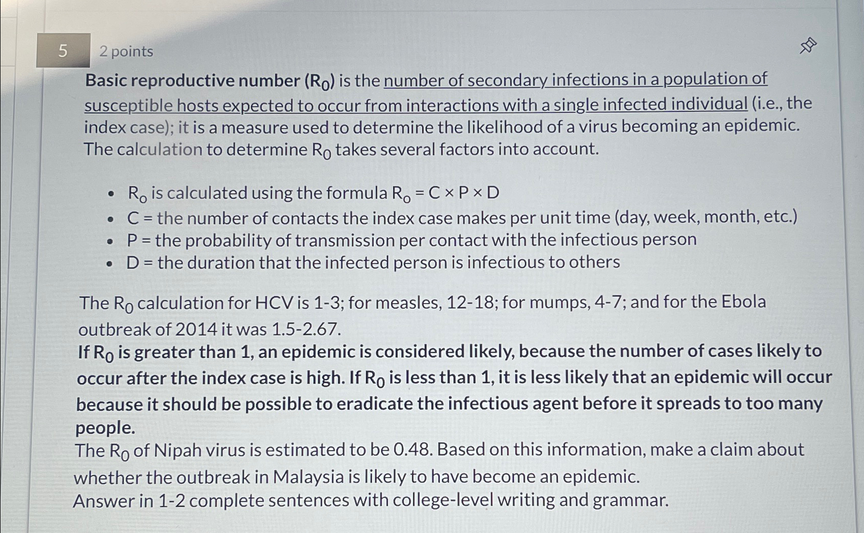 Solved 52 ﻿pointsBasic reproductive number (R0) ﻿is the | Chegg.com
