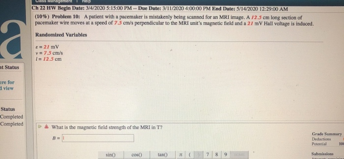 Solved Ch 22 HW Begin Date: 3/4/2020 5:15:00 PM - Due Date: | Chegg.com