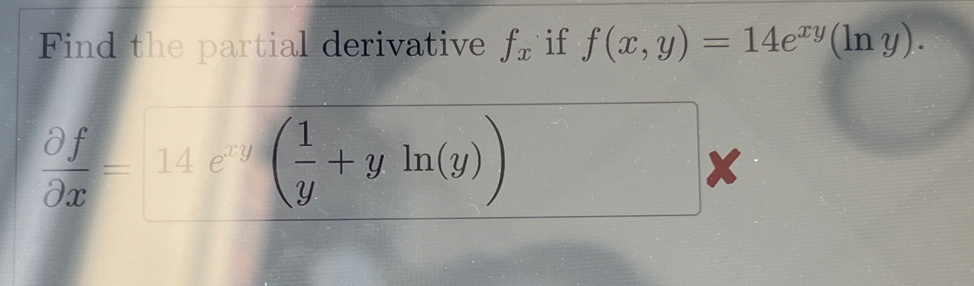 Solved Find the partial derivative fx ﻿if | Chegg.com