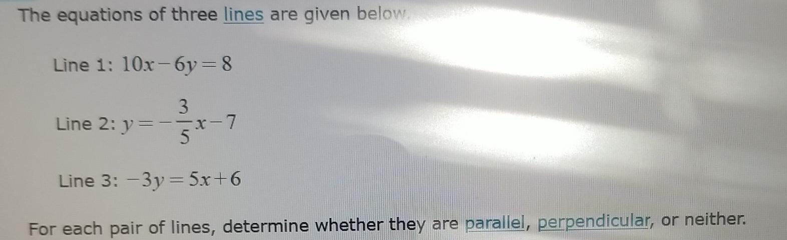 Solved The equations of three lines are given belowLine 1: | Chegg.com
