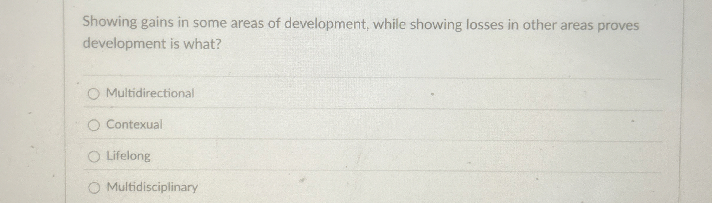 Solved Showing gains in some areas of development, while | Chegg.com