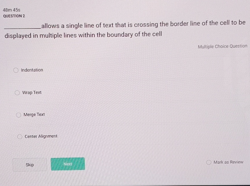 Solved 48m45sQUESTION 2allows a single line of text that is | Chegg.com