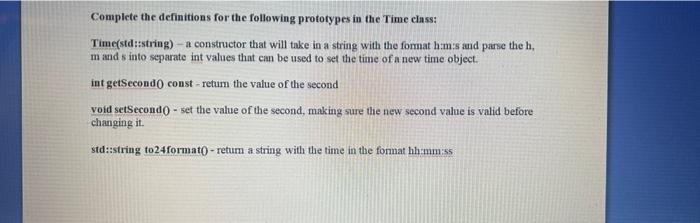 Solved Complete the definitions for the following prototypes | Chegg.com