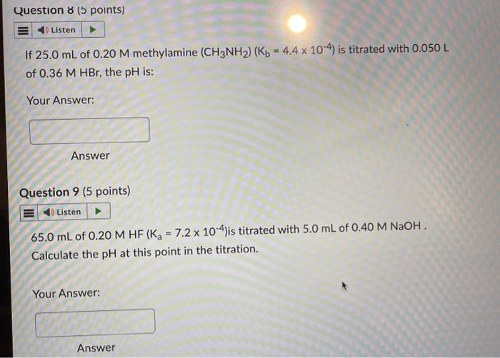 Solved If 25.0 mL of 0.20M methylamine (CH3NH2)(Kb=4.4×10−4) | Chegg.com