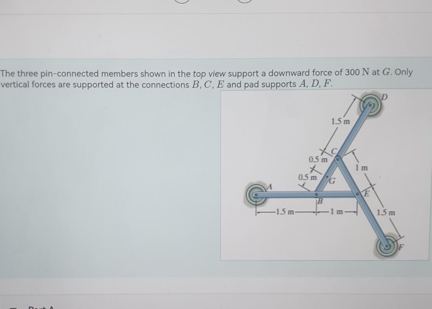 Solved The three pin-connected members shown in the top view | Chegg.com