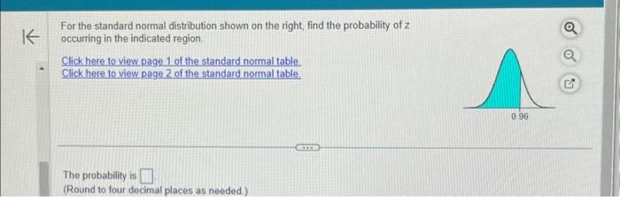 Solved For the standard normal distribution shown on the | Chegg.com