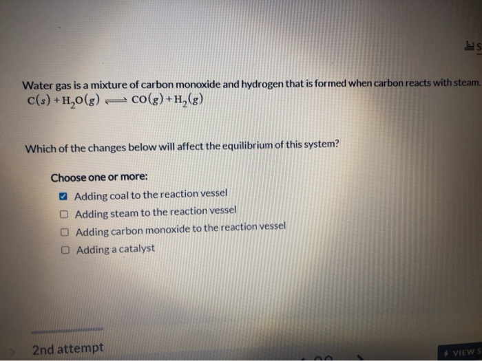 Solved us Water gas is a mixture of carbon monoxide and | Chegg.com