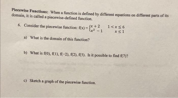 Solved Piecewise Functions When A Function Is Defined By