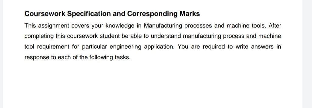 Coursework Specification and Corresponding Marks This | Chegg.com