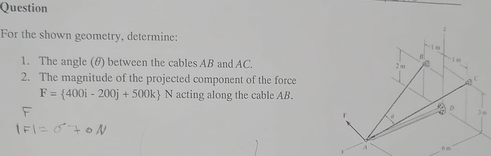 Solved QuestionFor the shown geometry, determine:The angle | Chegg.com
