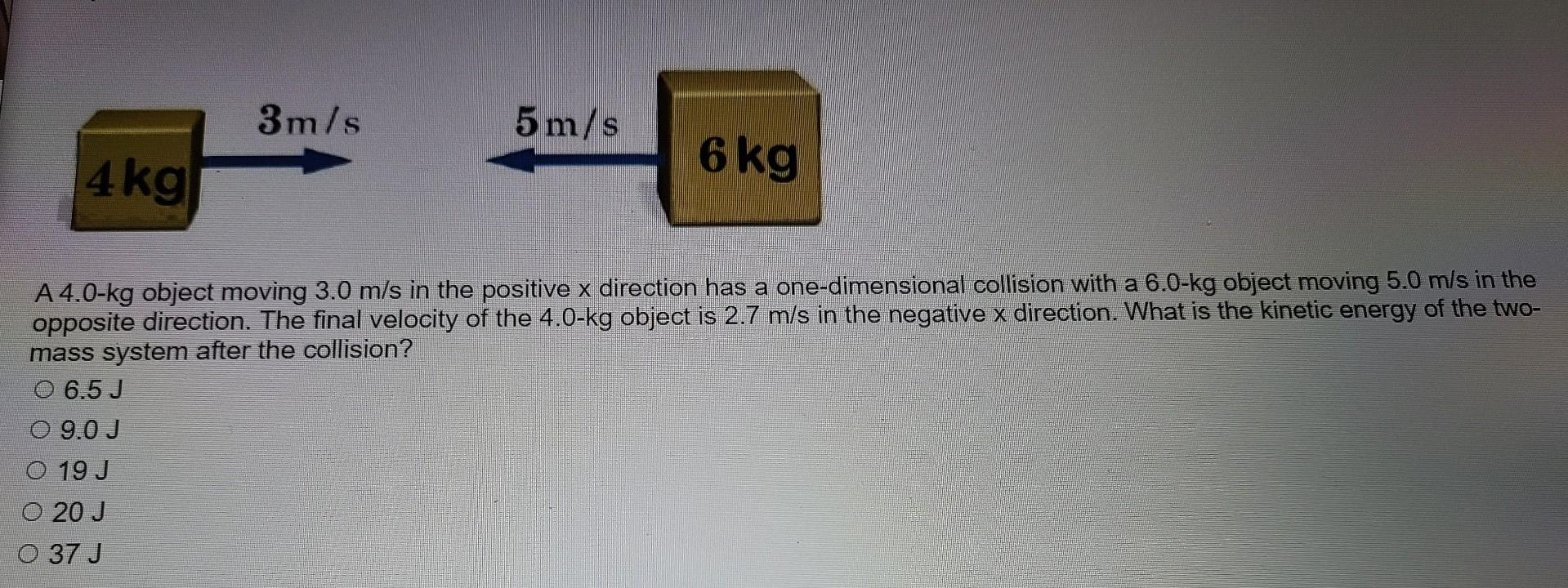 Solved 3 m/s 5 m/s 4kg 6kg A 4.0-kg object moving 3.0 m/s in | Chegg.com Solved 3 m/s 5 m/s 4kg 6kg A 4.0-kg object moving 3.0 m/s in | Chegg.com