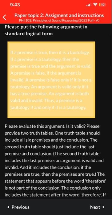 Please put the following argument in standard logical | Chegg.com