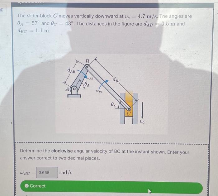 Solved The slider block C moves vertically downward at | Chegg.com