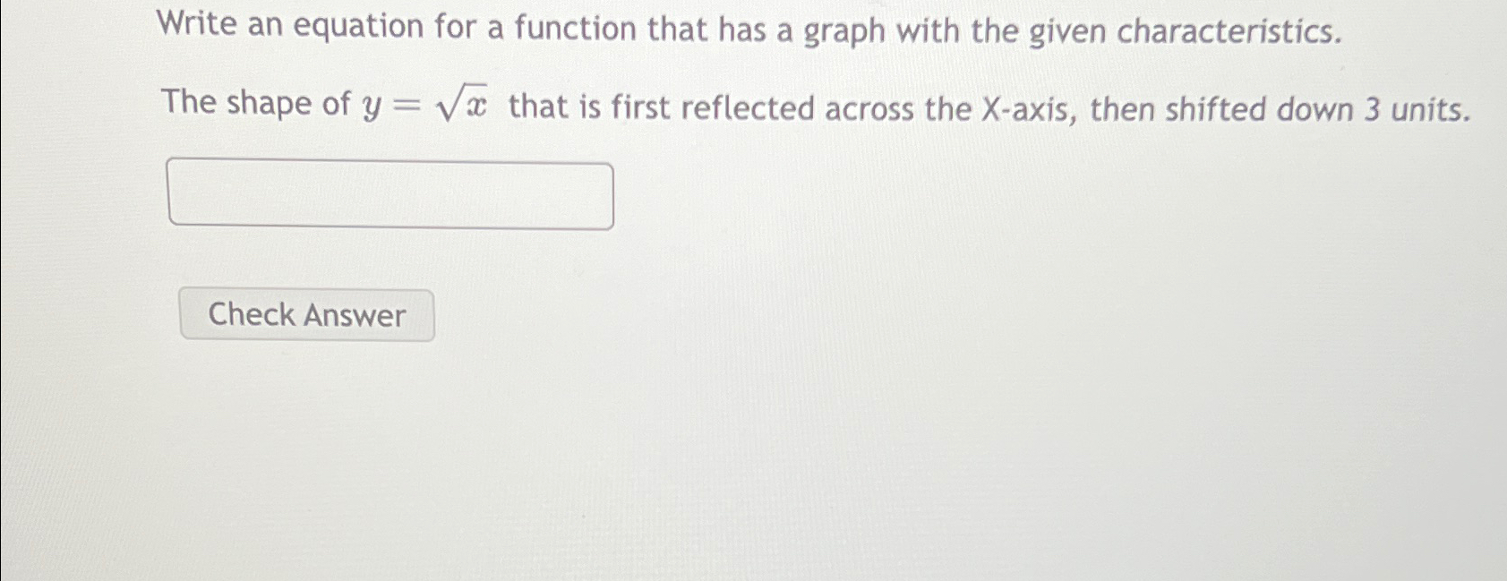 Solved Write an equation for a function that has a graph | Chegg.com