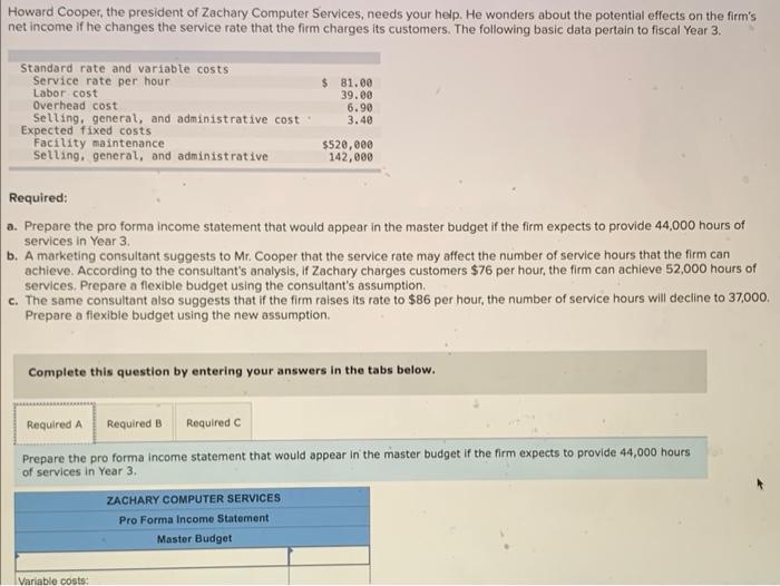 Solved Howard Cooper, the president of Zachary Computer | Chegg.com