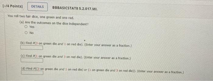 Solved A fair quarter is flipped three times. For each of | Chegg.com