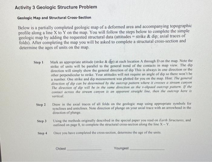 Solved Activity 3 Geologic Structure Problem Geologic Map | Chegg.com