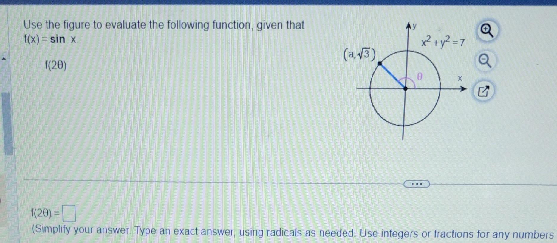 Solved Use the figure to evaluate the following function, | Chegg.com
