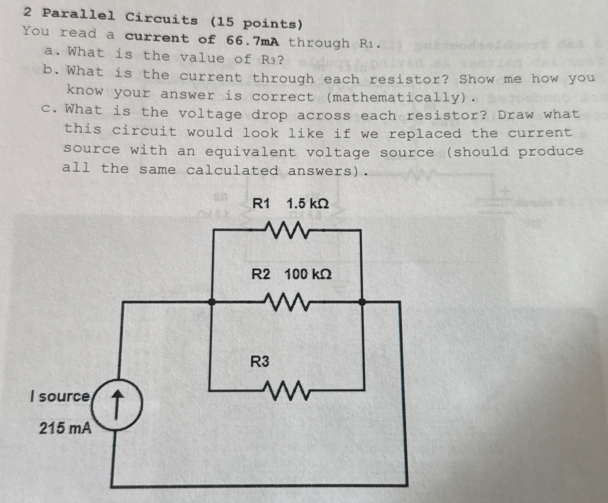2 ﻿Parallel Circuits (15 ﻿points)You read a current | Chegg.com