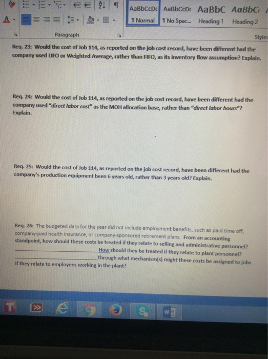 Font P aragraph Req. 4 The production engineers | Chegg.com